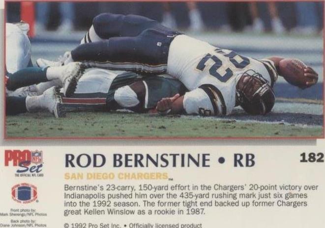 Las mejores ofertas en 1992 Pro Set Power Rod Bernstine #182 | eBay