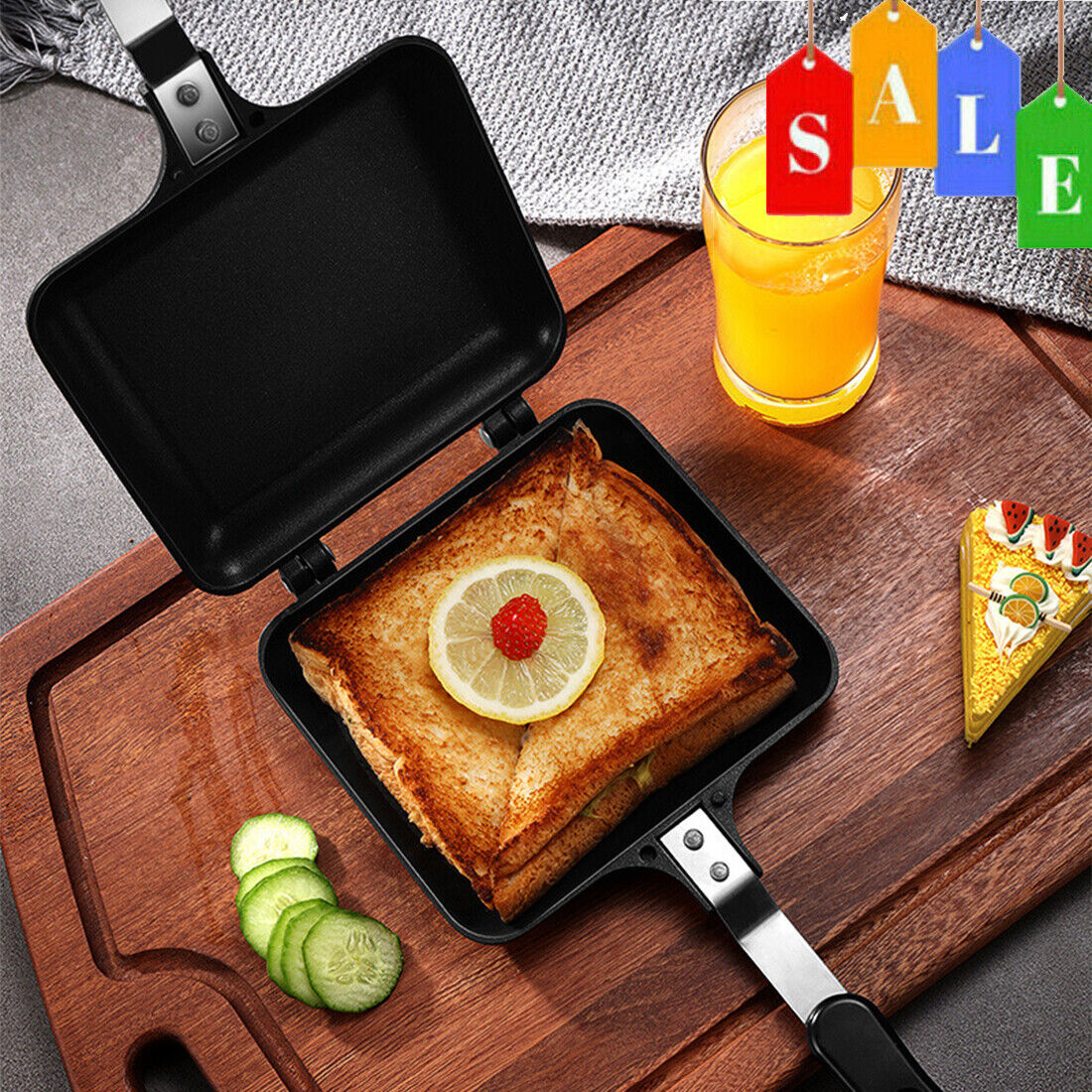 Sandwich Toastie Maker Toaster Machine Breakfast Non-stick Camping ...