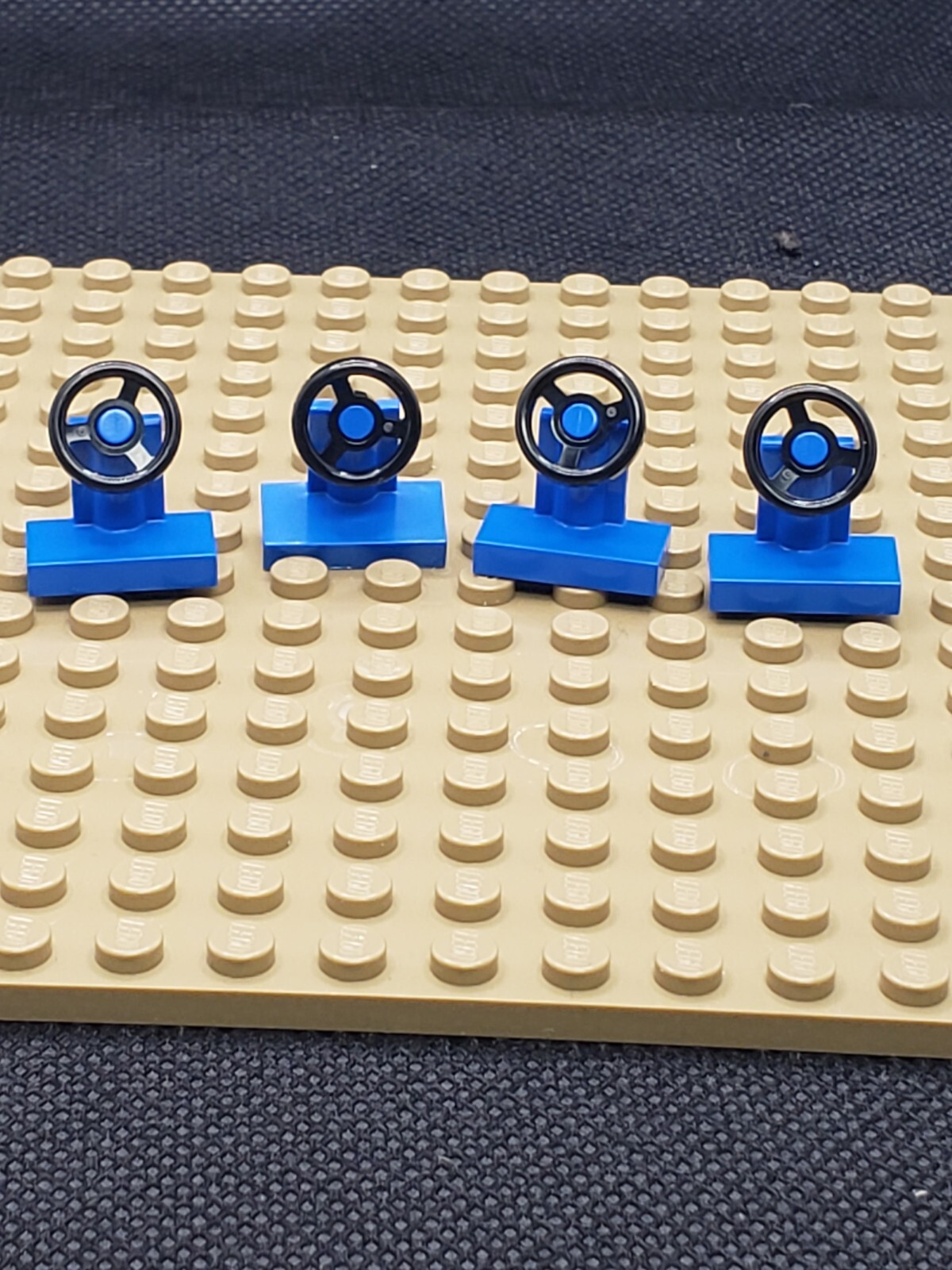 Lego Lot of 4 Steering Blue Stand 1x2 w Black Steering Wheels 1610/15 ...