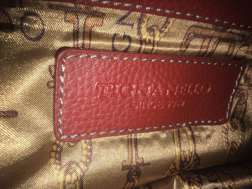 Tignanello Red Leather Crossbody Bag Built in Organizer Wallet Purse ...