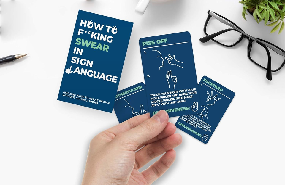 Gift Republic GR490081 How To Swear in Sign Language Cards, Blue one ...