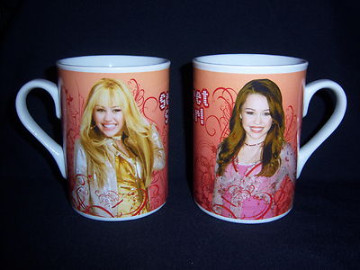 (2) official MILEY CYRUS HANNAH MONTANA ceramic mugs-SECRET STAR-2008 ...