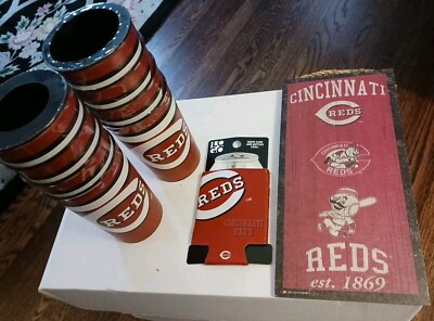 Cincinnati Reds Lot (2) 22oz 4 Pack Plastic Cups, 6 X 12 Heritage Sign ...