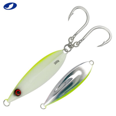 GLOW Flat Fall Jig Slow Pitch Jigging Saltwater Fishing Lure with ...