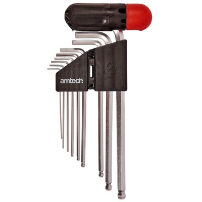 9Pc EXTRA LONG BALL ENDED HEX KEY SET With Handle Allen/Alan Round Long ...