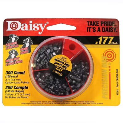 Daisy Pellets .177 Caliber 7.29 Grains 100 Flat/100/100 Hollow Point ...