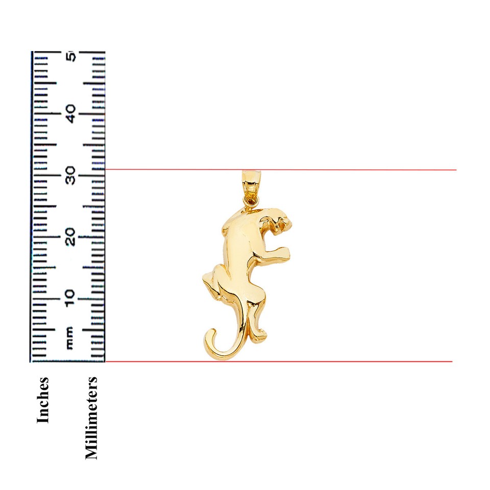 14K Real Solid Yellow Gold Puma Pendant For Men Women Gold Puma Pendant ...