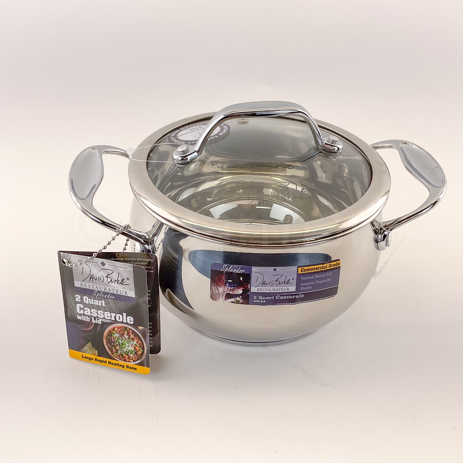 David Burke Splendor Series Stock Pot With Glass lid 2-qt cookware New ...