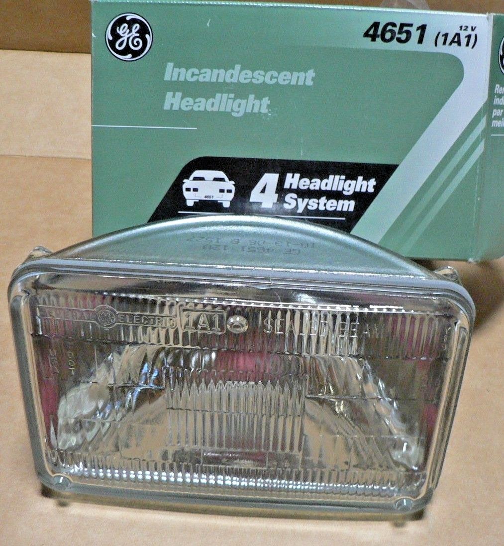 GE General Electric 6 1/2" X 4" Rectangle Headlight 4651 12V 2 Post ...