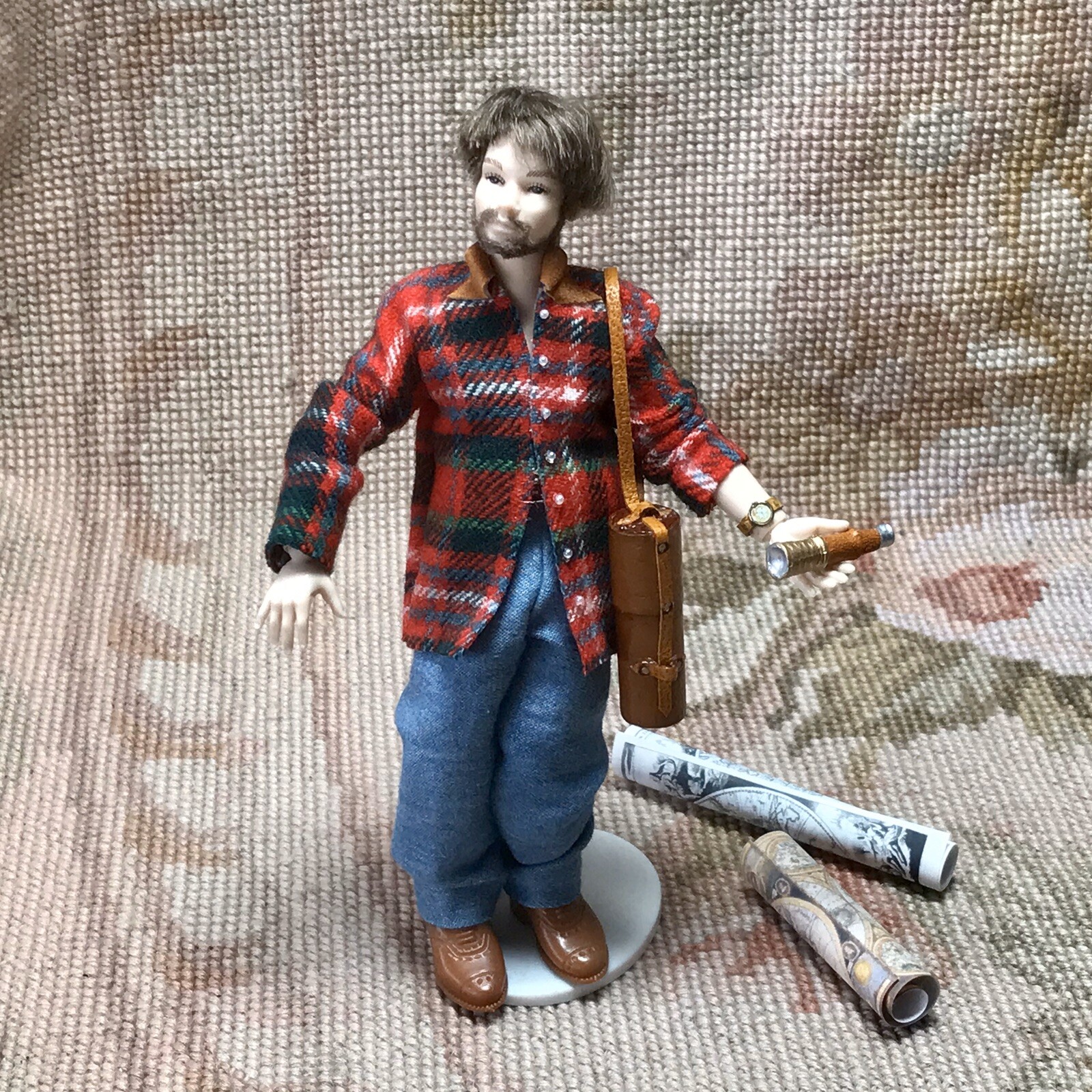 Pat Tyler Dollhouse Miniature Telescope & Maps with Leather Case ...