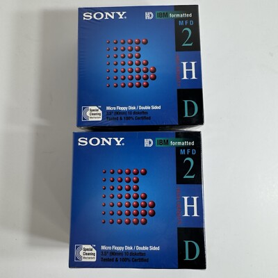 SONY Micro Floppy Disc 3.5" Double Sided IBM Formatted MFD-2HD 10 Pack ...