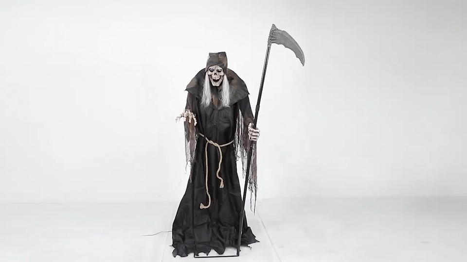 6ft Lunging Reaper with Digital Eyes Animated Prop Halloween ...