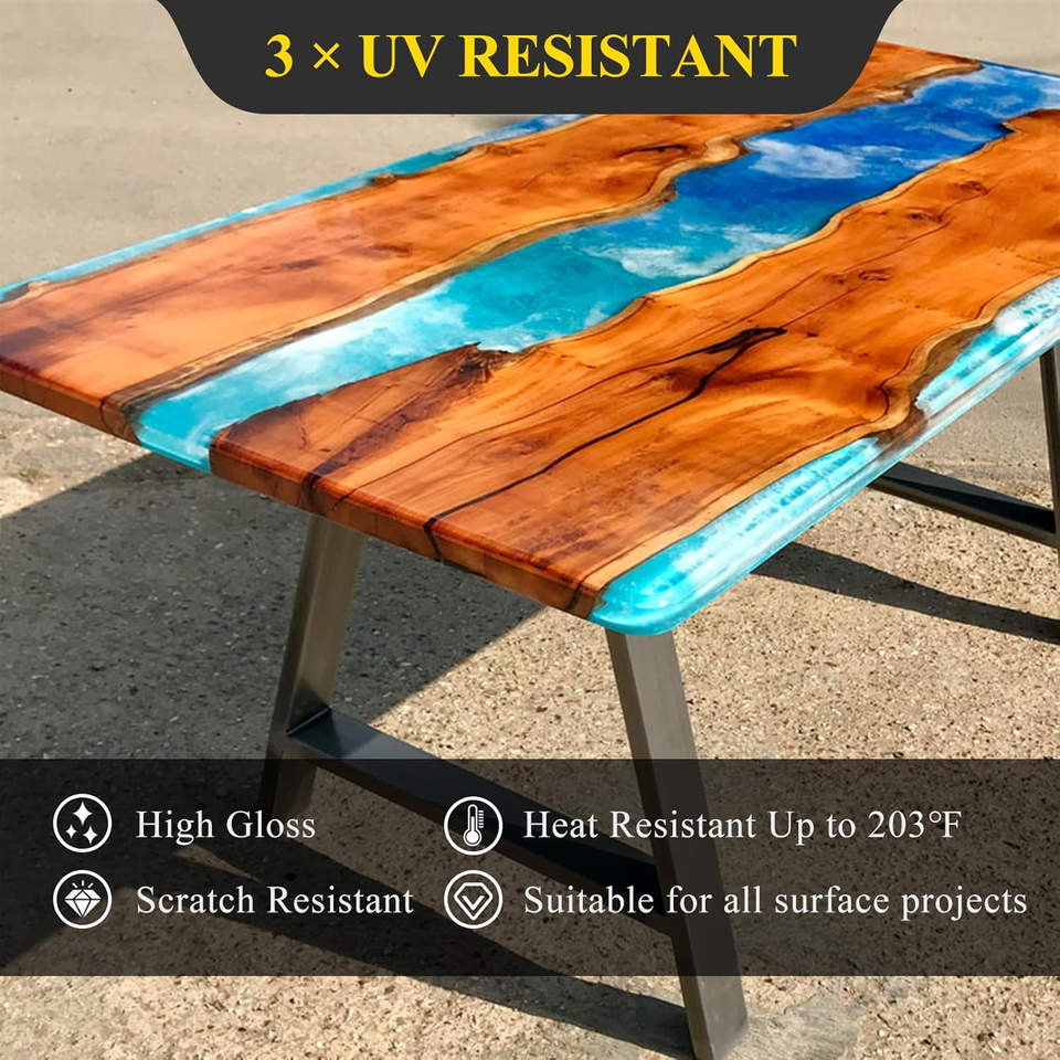 1 Gallon 3× UV Resistant Epoxy Resin Kit - Ultra Clear Non-Yellowing ...
