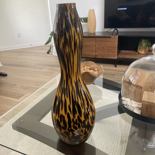 TOZAI HOME ART HAND MADE GLASS VASE WITH TORTOISE SHELL OR LEOPARD ...