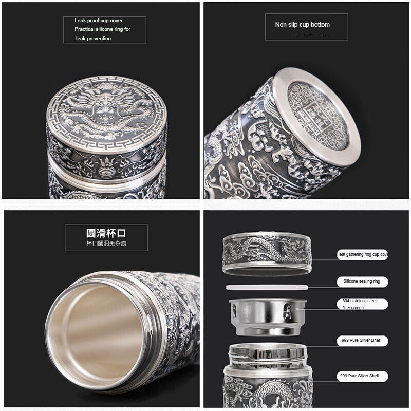 Silver Cup 999 Fine Silver Water Cup Inside Outside Silver Edible ...