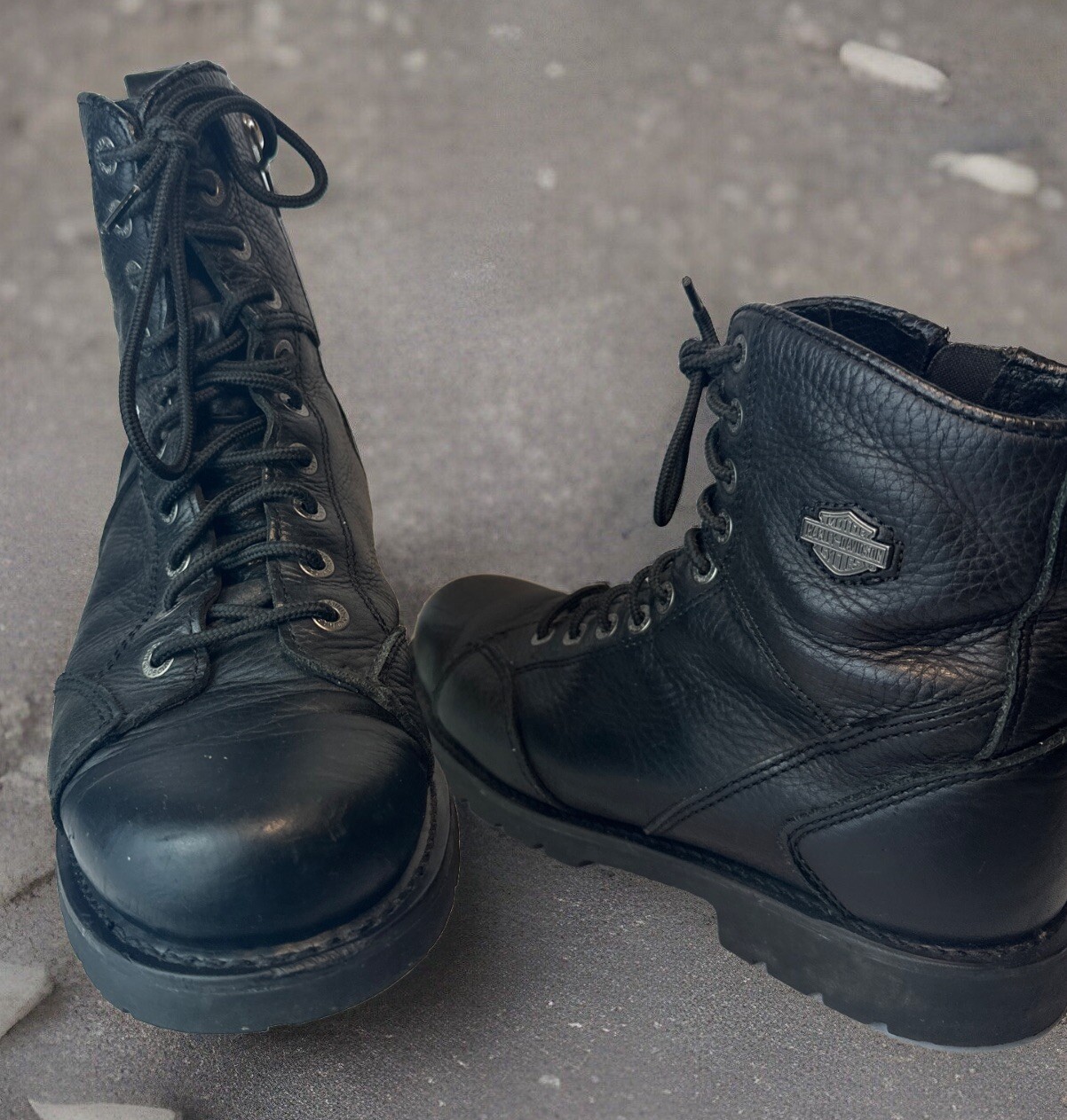 harley davidson mens riding boots 11 black leather 6"… - Gem