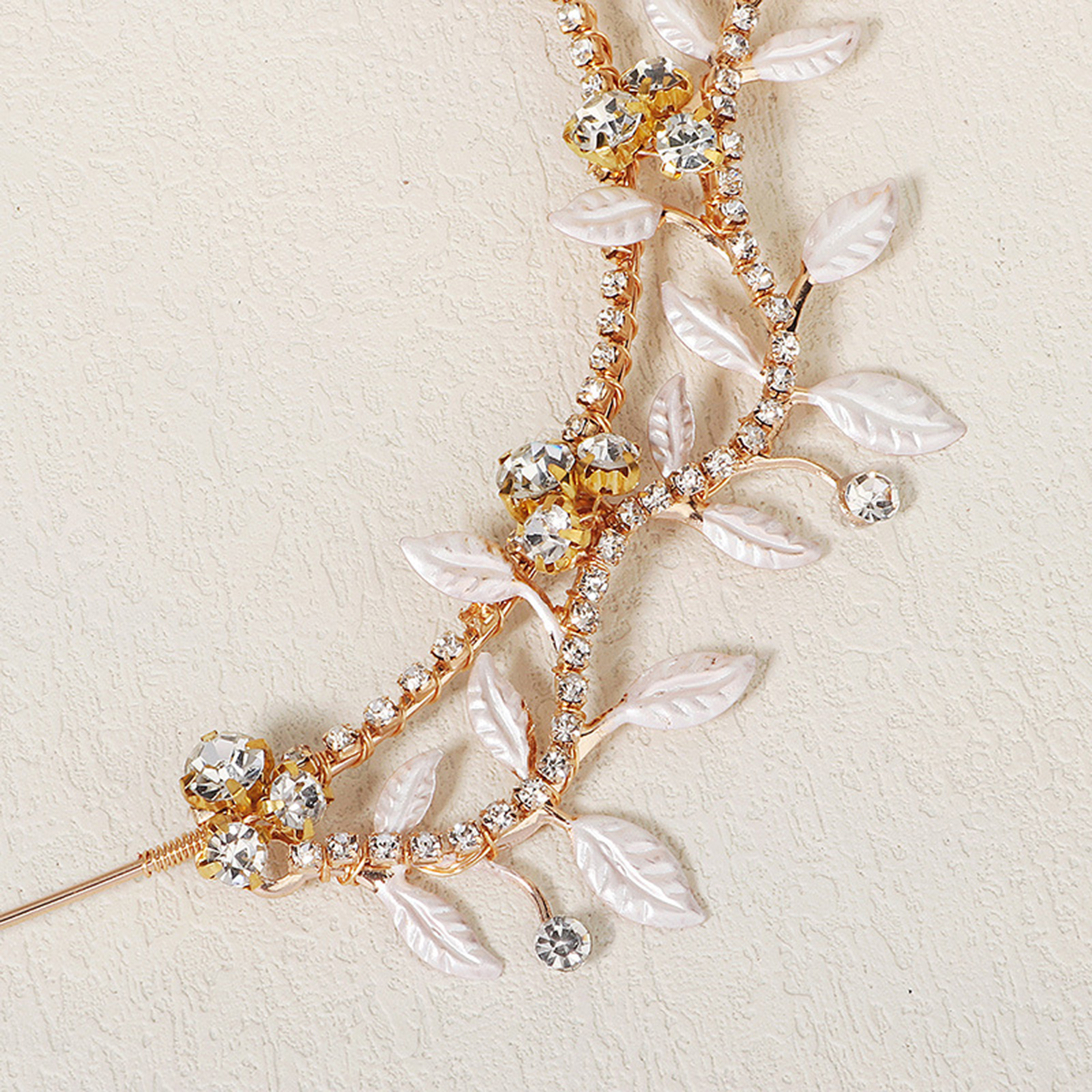 Wedding Tiara Non-slip Photo Props Rhinestone Leaf Wedding Hair Hoop ...