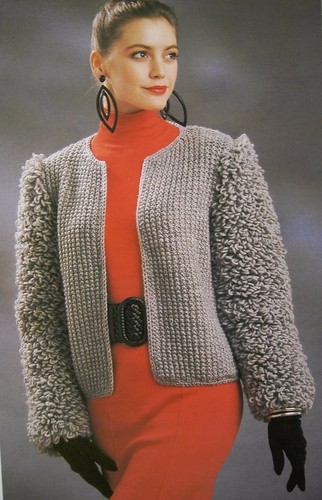 LADIES ~LOOPY JACKET~RIBBED BODICE ~ KNITTING PATTERN ~ 81-97 cm BUST ...