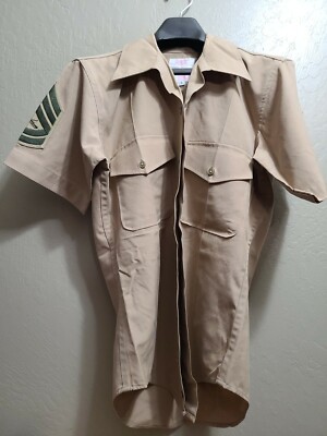 CREIGHTON 15-15 1/2 M USMC GYSGT SHORT SLEEVE SHIRT SERVICE ALPHA KHAKI ...
