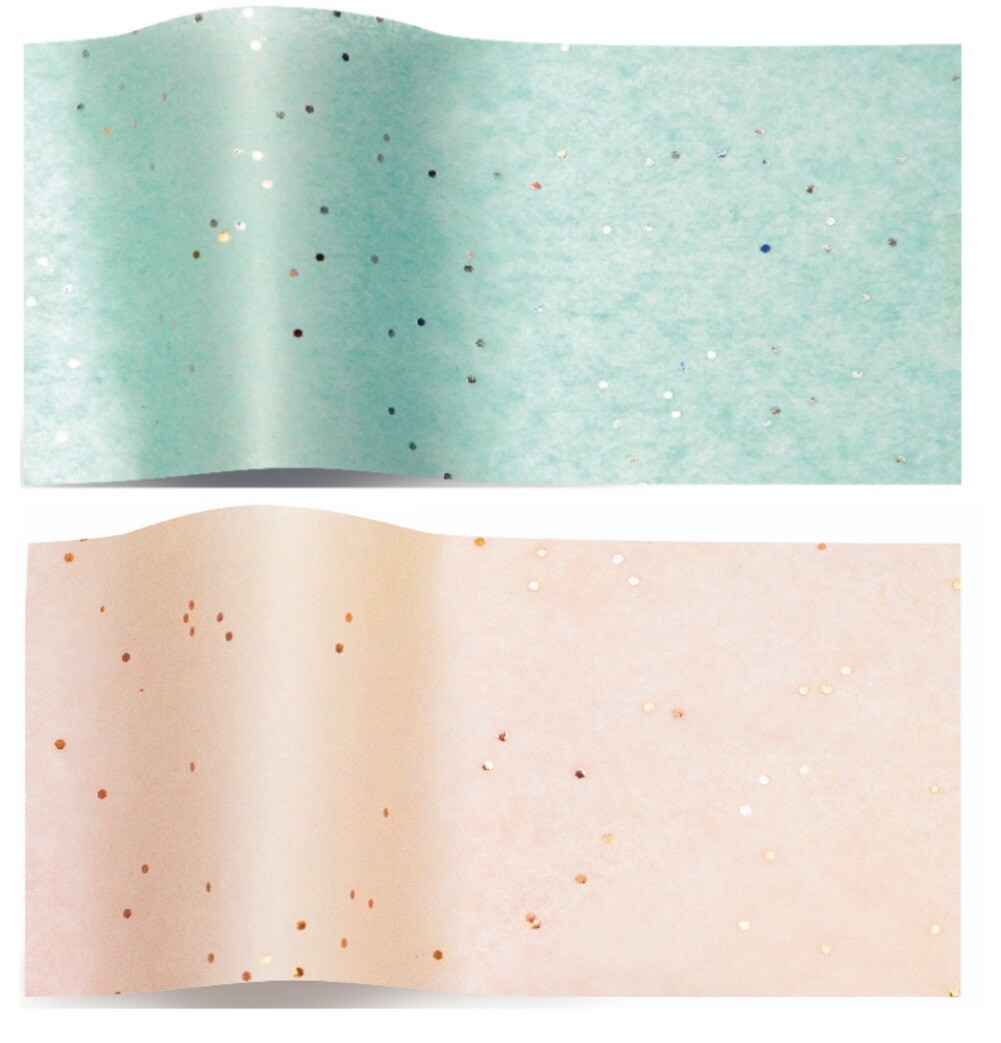 10 Aqua Gemstone & 10 Blush Gemstone ~ SPARKLY GLITTER GEM TISSUE PAPER ...