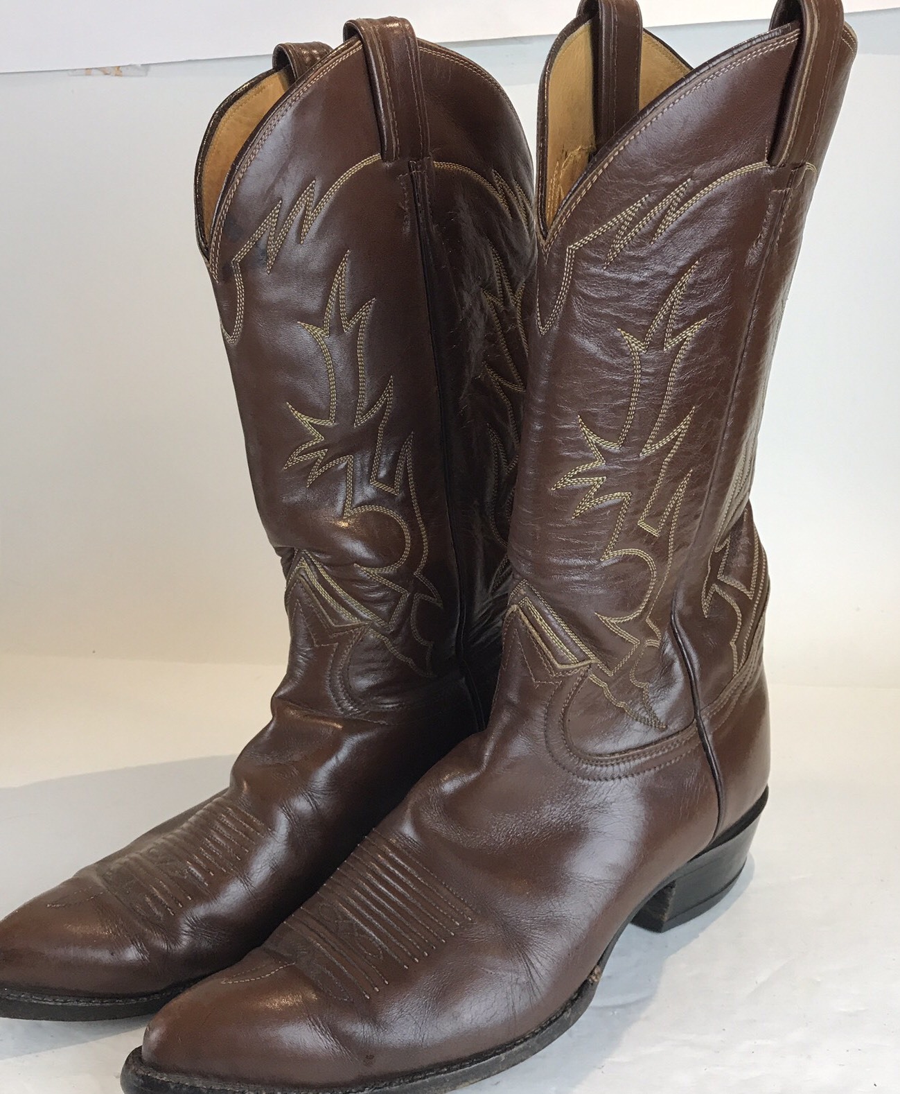Vintage Tony Lama Black Label 6284 Brown Leather Boots 10 Biker Cowboy ...