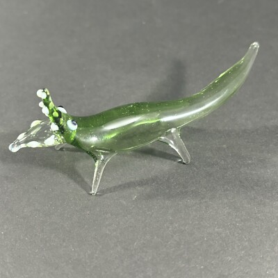 Art Glass Alligator Figurine Lampwork Green Body Blown Glass Murano ...