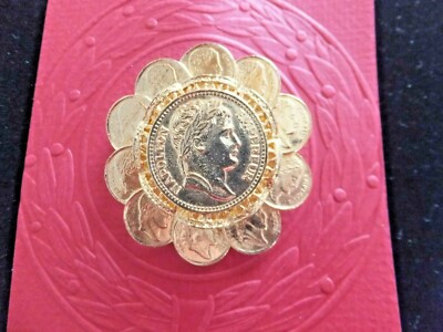 VINTAGE GOLDTONE METAL NAPOLEON COIN PIN - FASHION JEWELRY- 2 IN ...