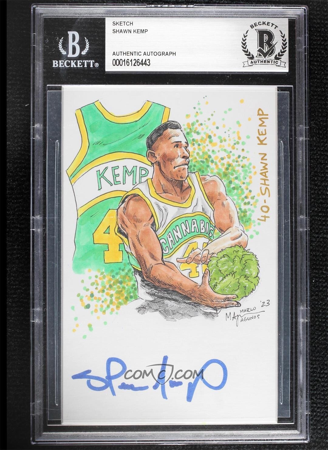 RARE SHAWN KEMP REIGN MAN SONICS SIGNED AUTO ORIGINAL ART SKETCH CARD 1 ...