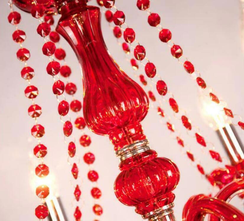 Red Crystal Bedroom Lighting Chandelier Living Room Pendant Light ...