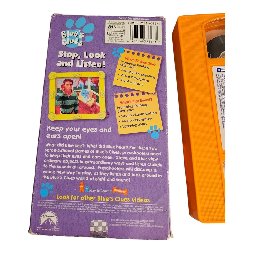 Blue's Clues - Stop, Look and Listen! VHS 2000 Nick Jr Nickelodeon ...