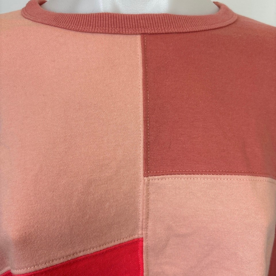 Wild Fable Womens Pink Long Sleeve Color block Cropped Sweatshirt ...