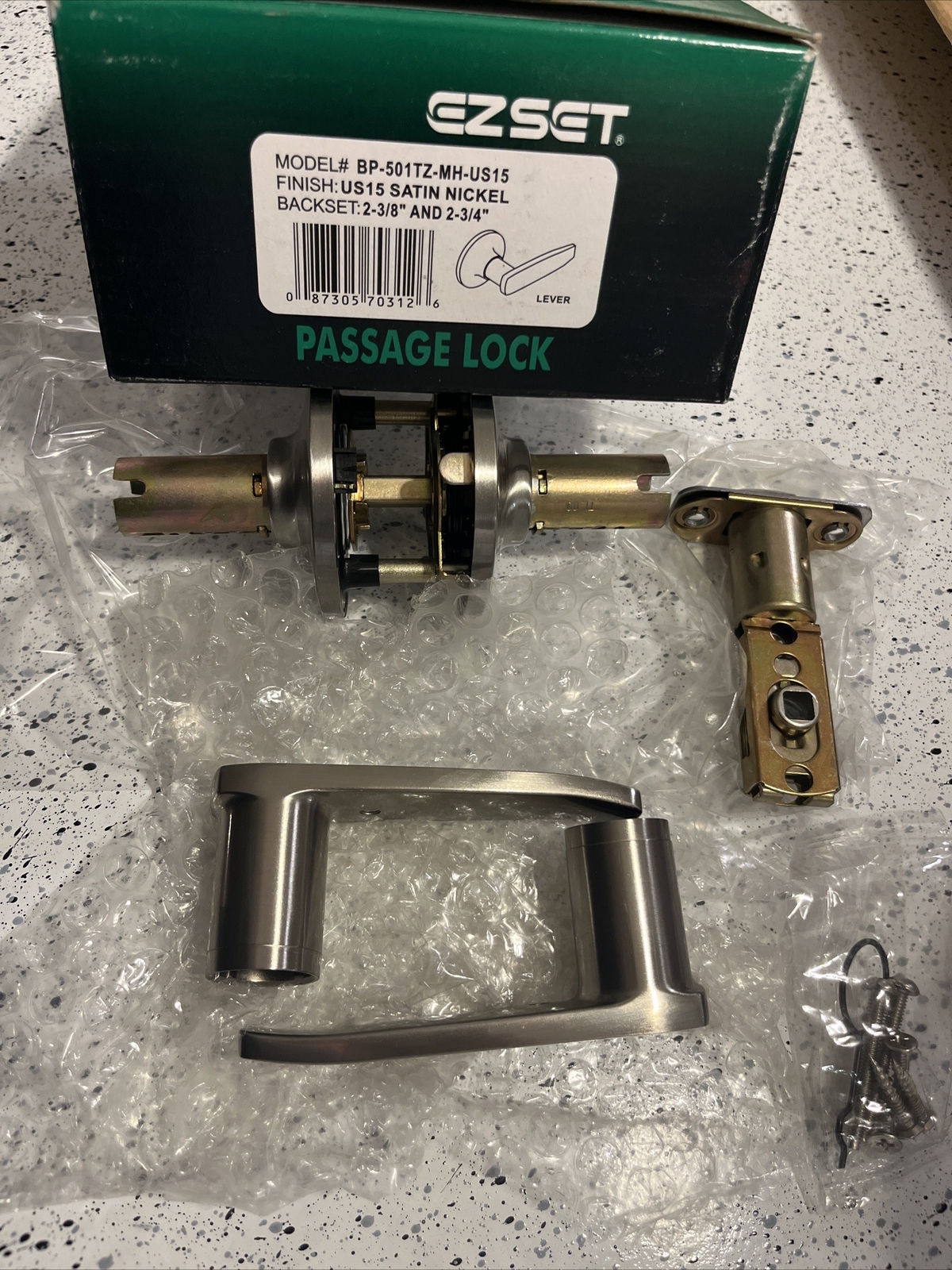 EZ SET BP-501TZ-RY US15 Satin Nickel PASSAGE LOCK #0371 | Lever Lock ...