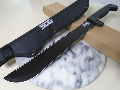SOG Sogfari Sawback Machete Sword Knife 37-99-01-56 Full Tang w Sheath ...