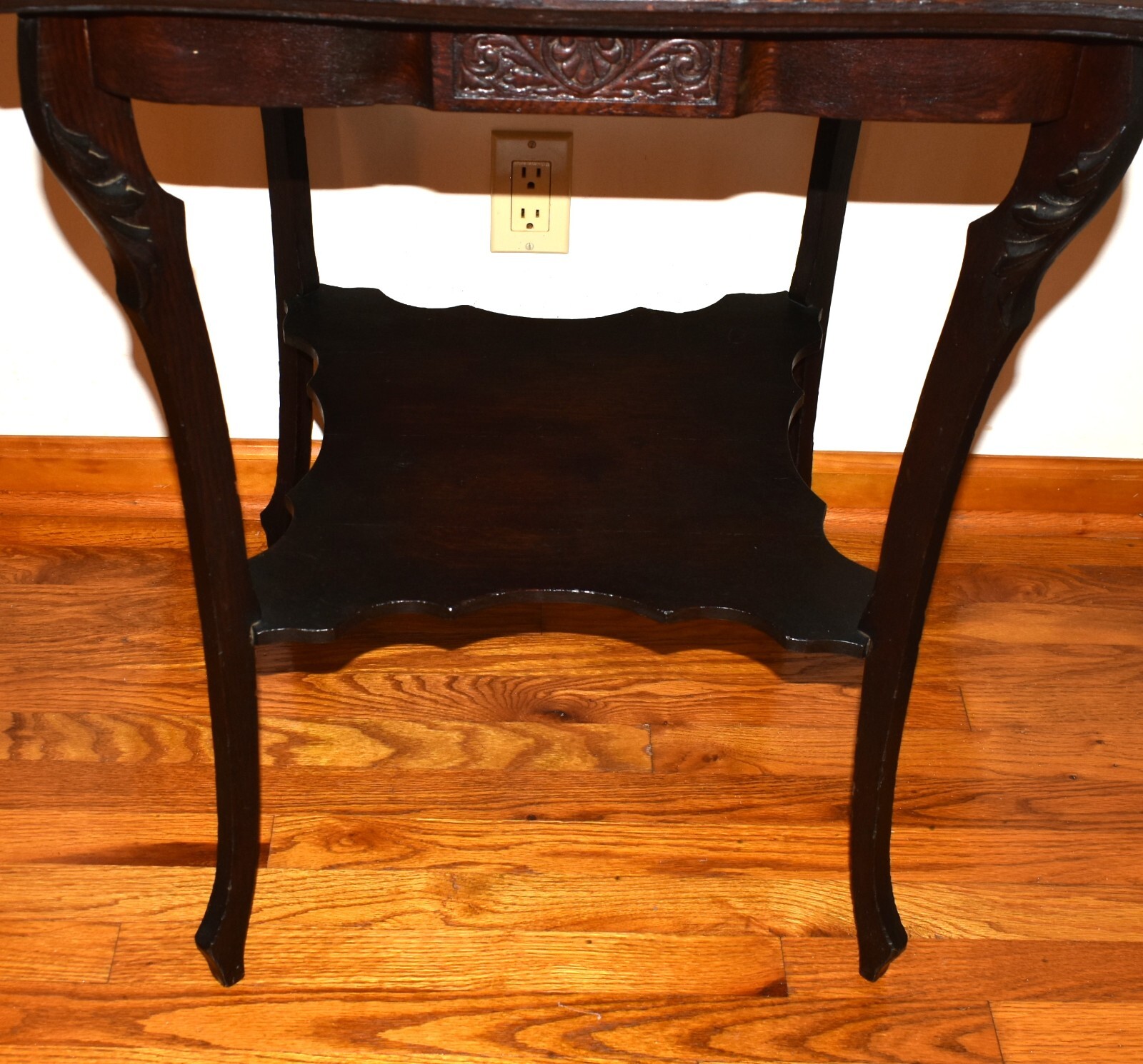 Antique Parlor Table with Original Finish Large Two Teir Carved Wood 30 ...