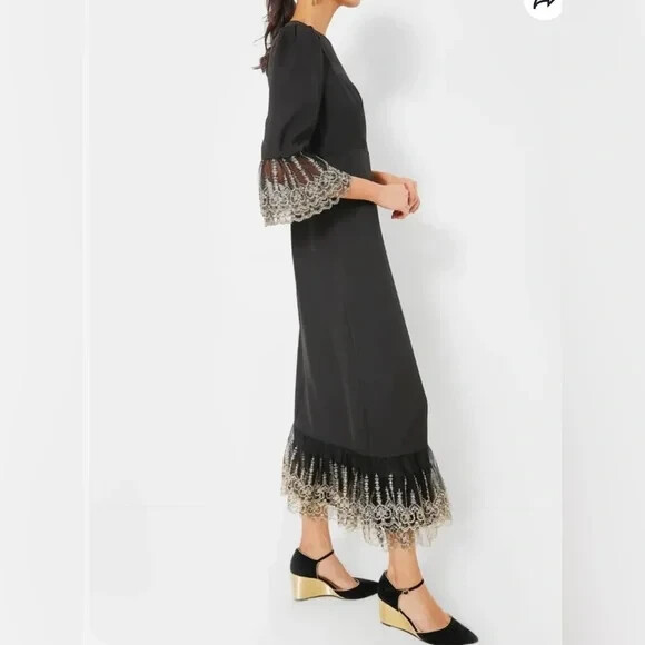 Tuckernuck Pomander Place Black Lilith Gold Lace Dress New XX Large | eBay