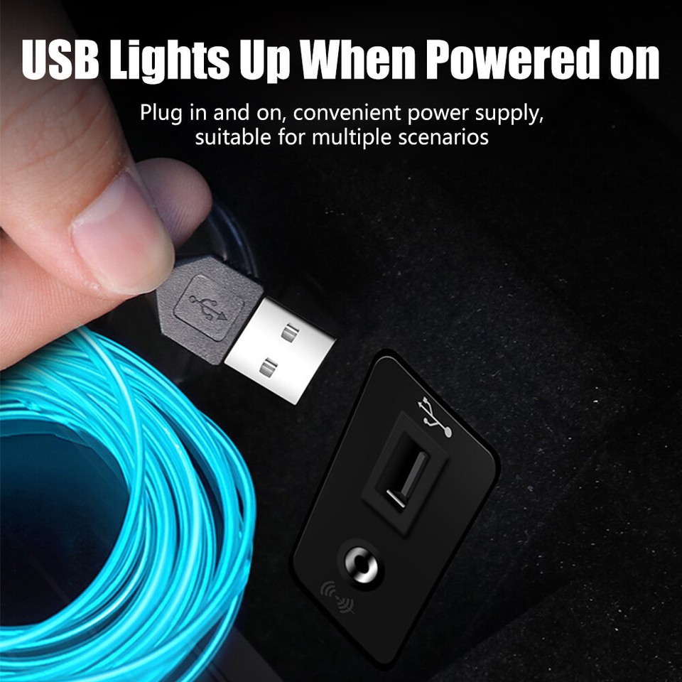 16FT Auto Car Interior Atmosphere Wire Strip Light LED Decor Lamp ...