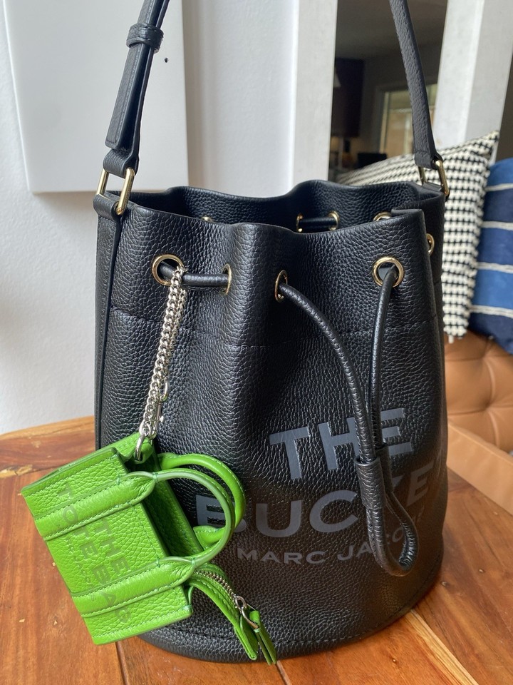 Auth New Marc Jacobs Large Bucket Tote Drawstring Black W Green Mini ...