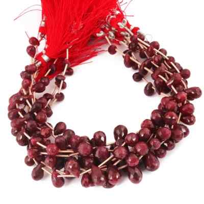 1 Strand dyed ruby Tear Drops beads, Faceted Gemstones Tear Drops ...