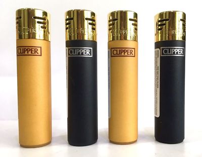 4 x Black & ROSE Gold Electronic Clipper Lighter Gas CIG Rubber Lighter ...