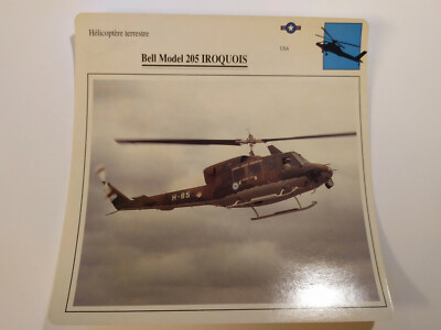 BELL MODEL 205 IROQUOIS Helicoptere fiche aviation plane lobbycard ...