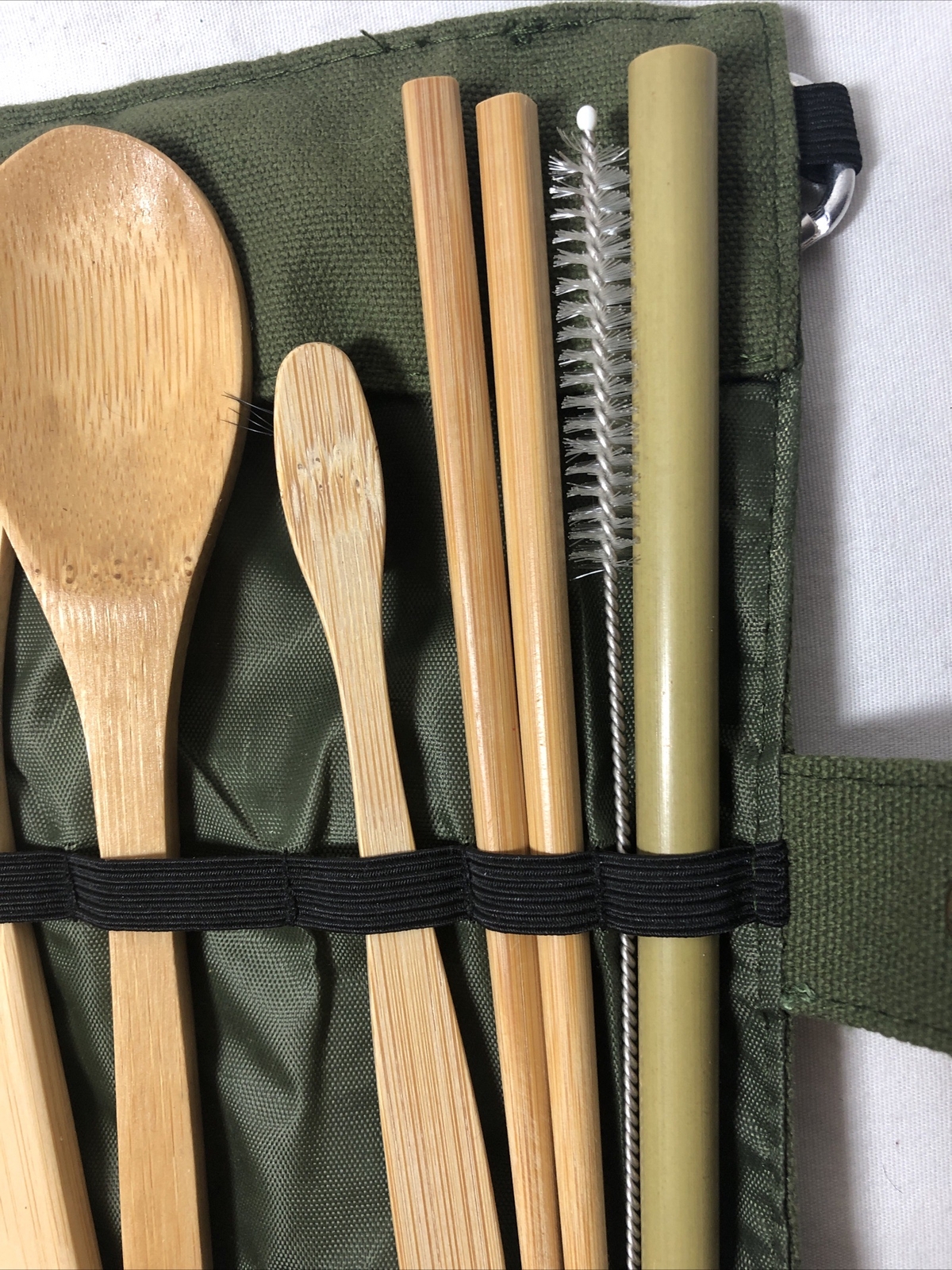 Solid Bamboo Individual Silverware Straw Chopsticks Set Roll up Case ...