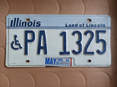 ♿️ 1996 Illinois License Plate PA 1325 Handicap ♿️ Auto Vehicle Car ...