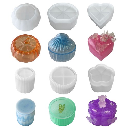 Silicone Resin Mold Jewelry Storage Box Mould DIY Making Casting Epoxy ...