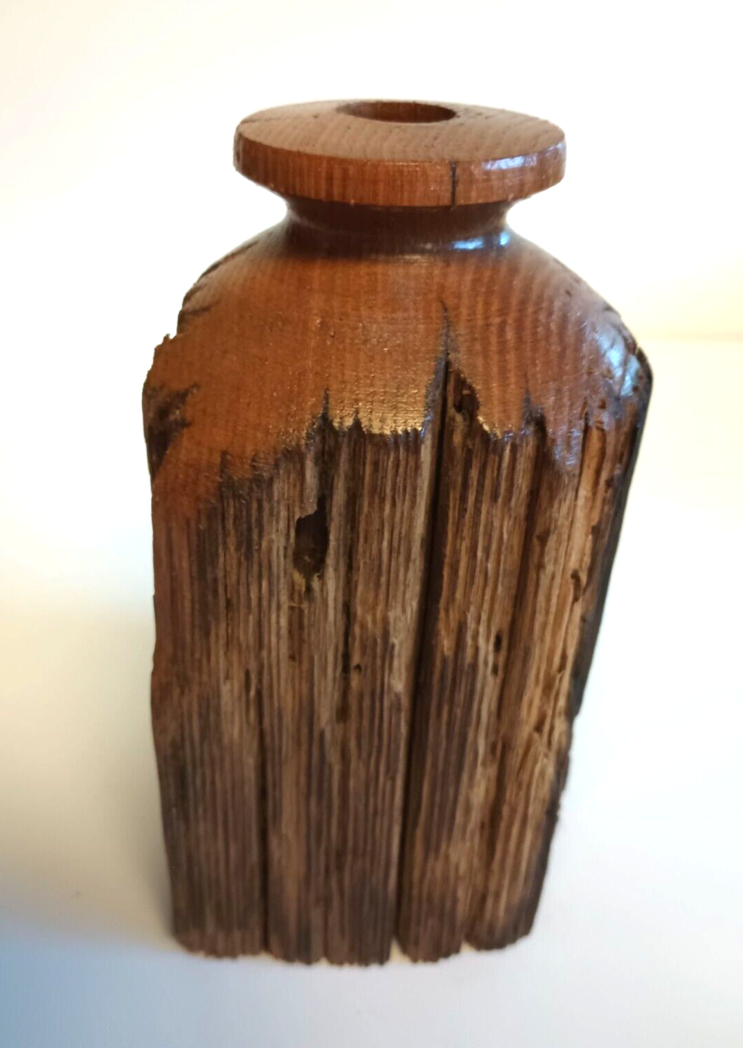 Handmade Live Edge Wood Bud Vase with Glass Insert 6" Natural Organic ...