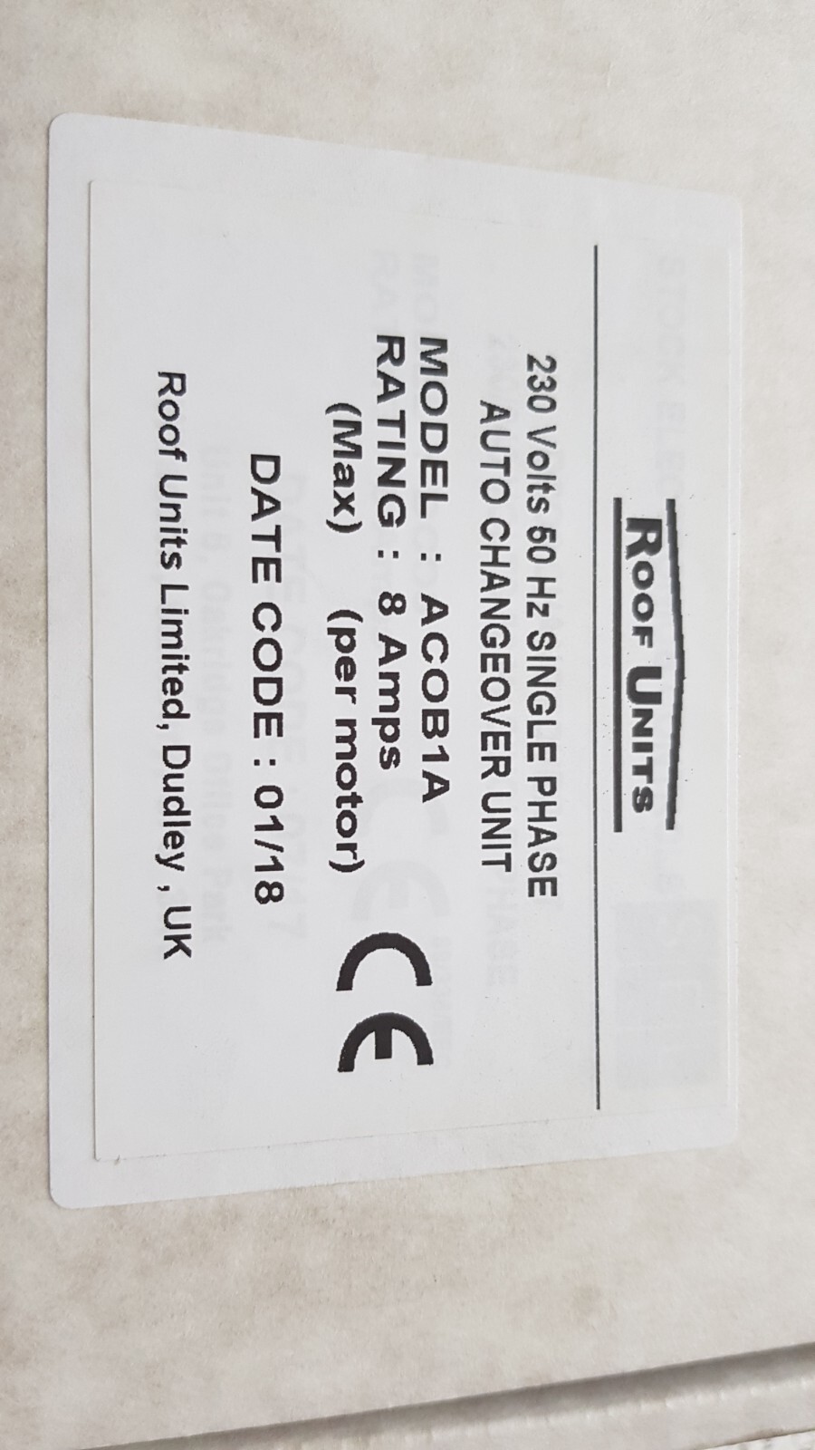 Vent Axia - Roof Units ACOB1A Twin Fan Universal Auto Change Over Panel ...