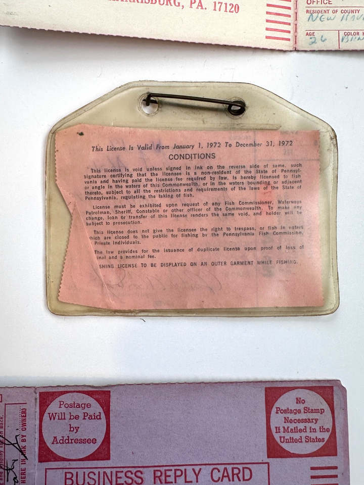LOT VINTAGE HUNTING & FISHING LICENSES 1970s Bear Fishing Deer Fishing ...
