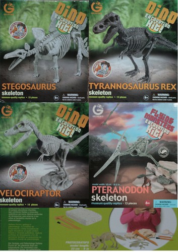 Geoworld Kit d'Excavation Squelette Dinosaures au choix Velociraptor T ...