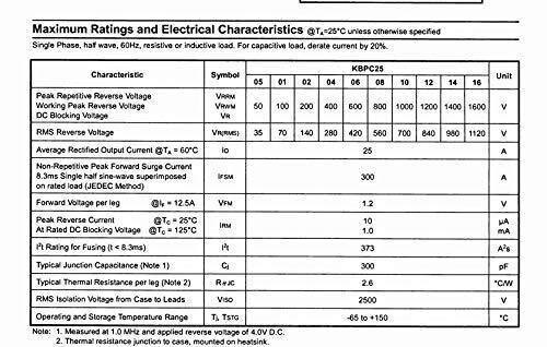 5pcs Kbpc2504 2504 Bridge Rectifier Diode Single Phasefull Wave 25 Amp ...