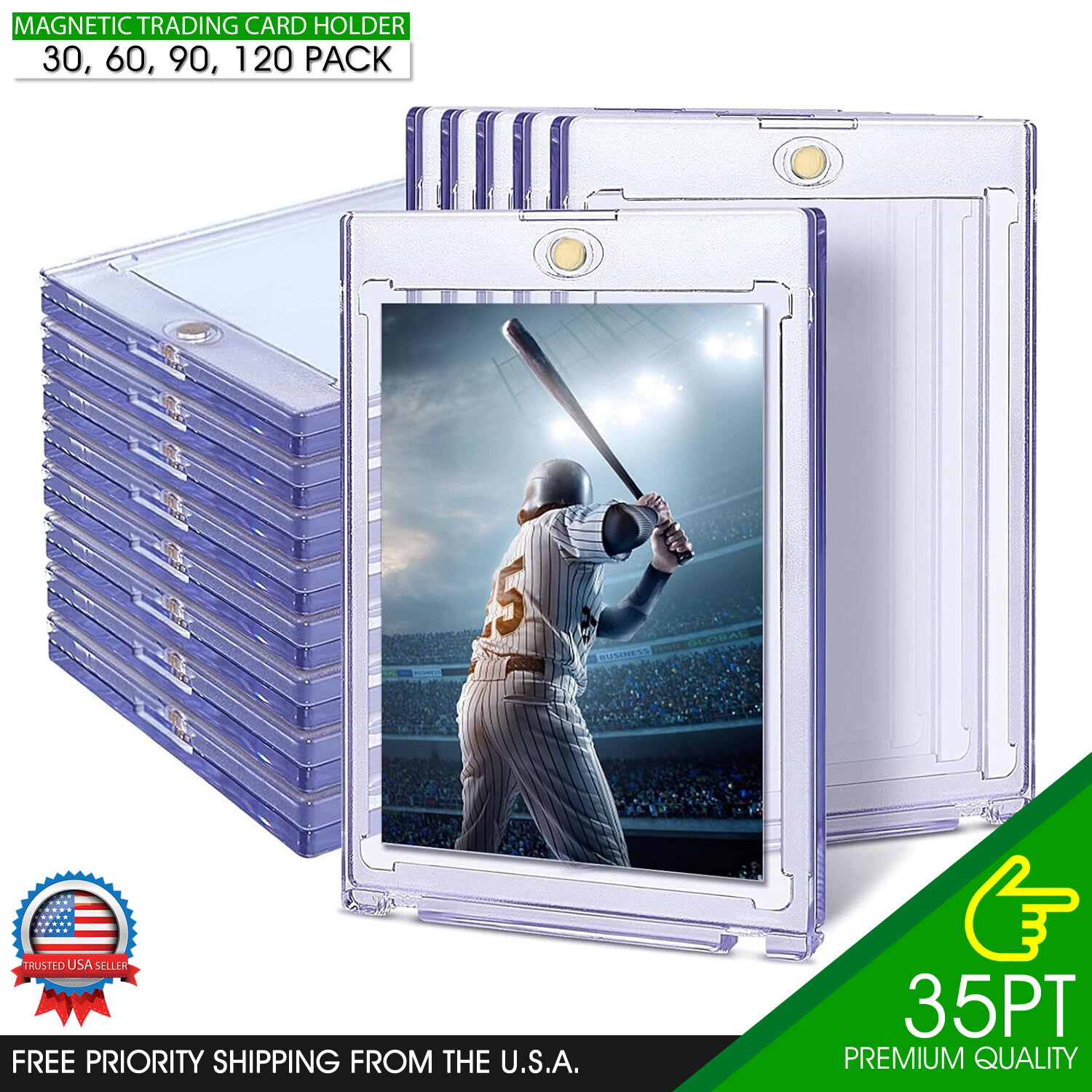 Magnetic Trading Card Holder for Baseball Cards 35PT Hard Case ...