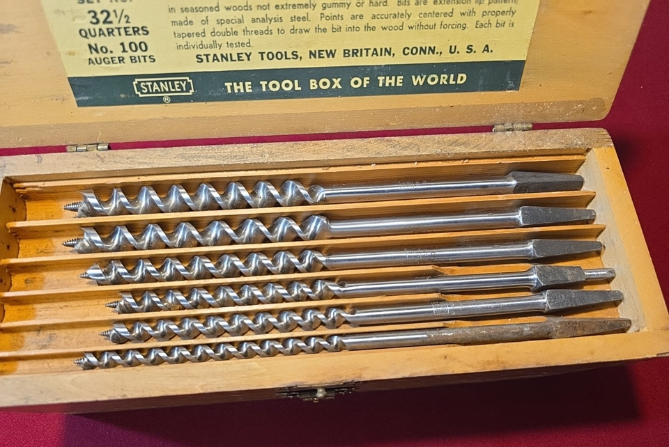 VTG Stanley Russell Jennings No 100 32-1/2 Qtrs Auger Bits 13 Sizes ...
